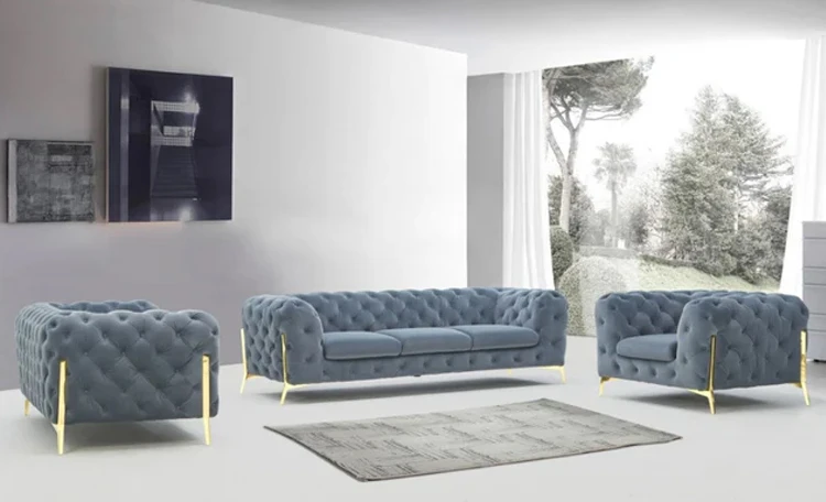 Chesterfield Design Royal Luxury Gold Foot Sofa Set