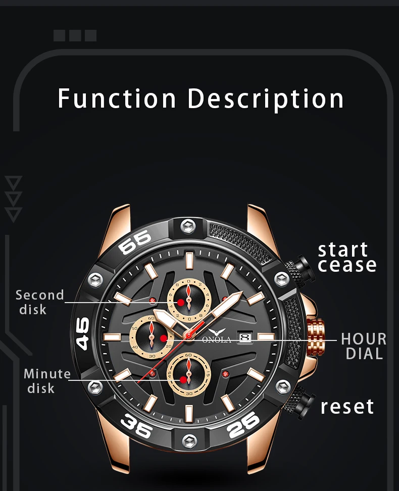 ONOLA 6851 Luxury Chronograph Watch - Fashionable & Luminous