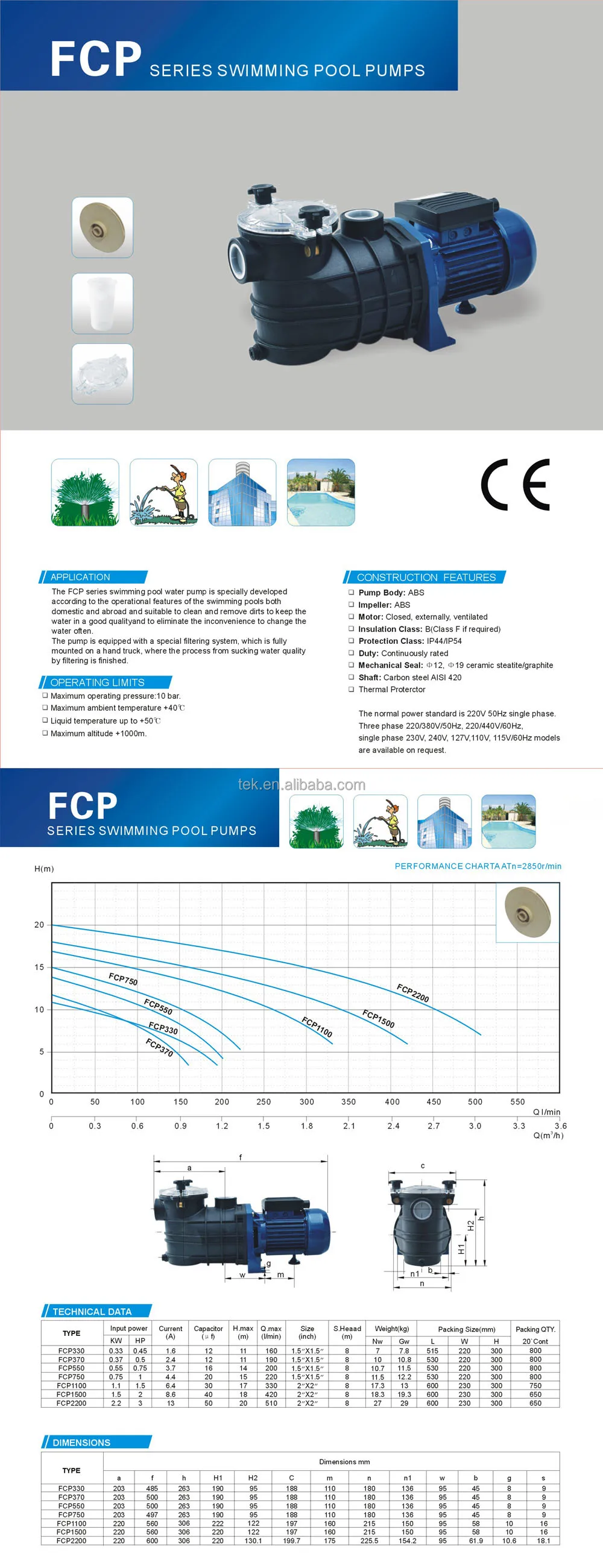 FCP-1100 FCP1100 1.1kw Swimming Pool Pump - Purify & Filter