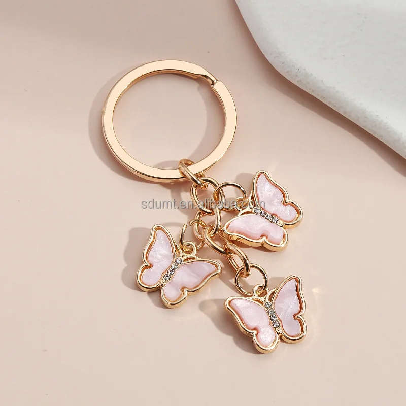 Fashion Crystal Glittering Rhinestone Butterfly Alloy Trendy Keychain ...