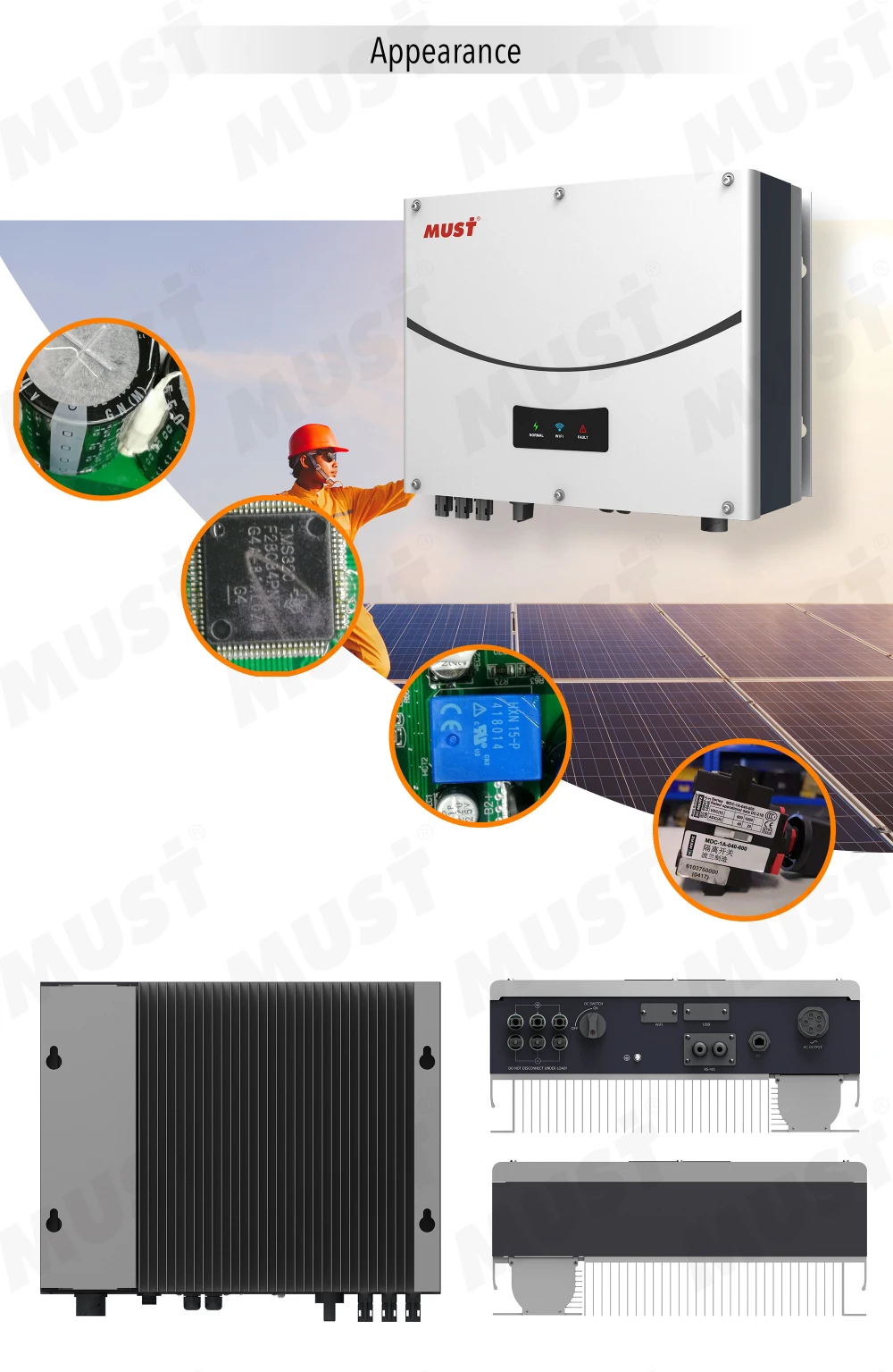 Mppt Solar Inverter On Grid 2500w On/off Grid 80v 550v Mppt Ip65 Pure ...