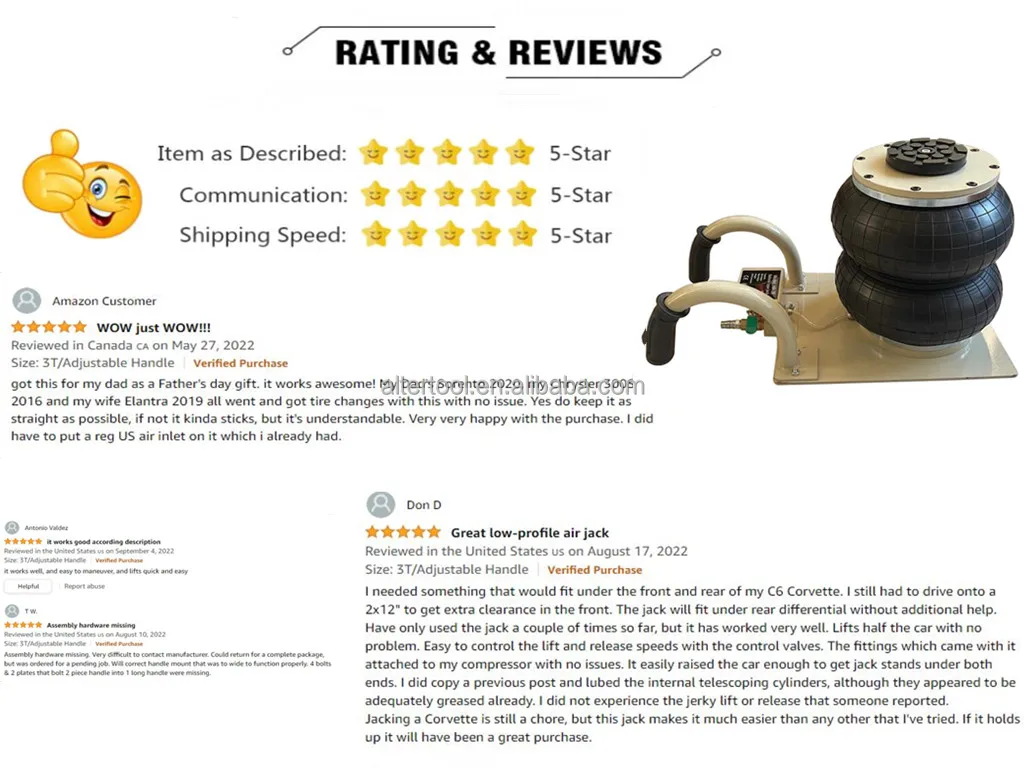 3 Ton Portable Pneumatic Jack Lift - Ideal for Car Use