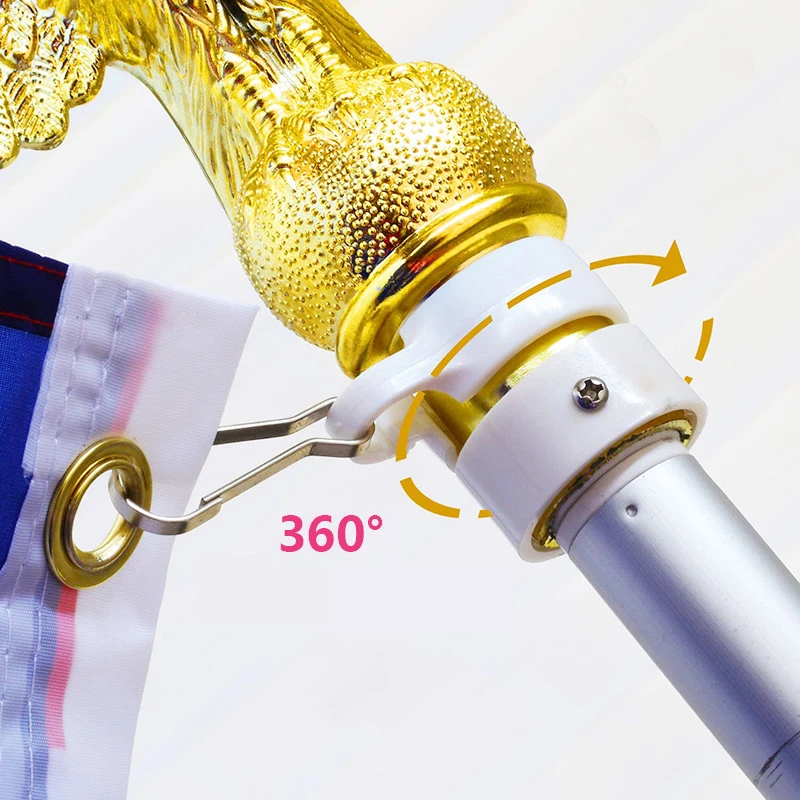 2 Pack 8ft Telescoping Indoor Flag Pole Kit Eagle Topper Aluminum Sliver Pole With 3x5ft Us Flag ...