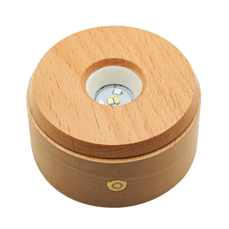 Wooden LED Display Light Base - Rotating Colorful Touch Stand