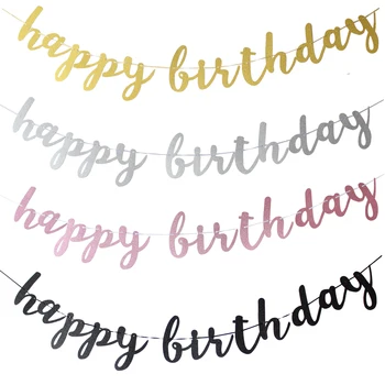 Glittery Happy Birthday Banner Letter Pennant Birthday Bunting Party ...