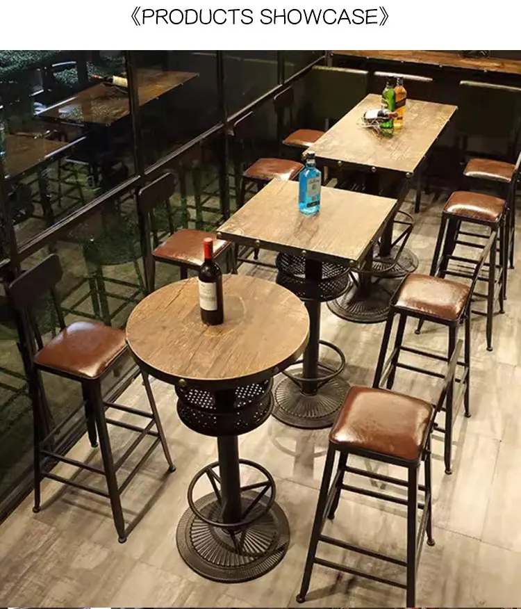 American Style Solid Wood Bar Cocktail High Table Commercial Wooden ...