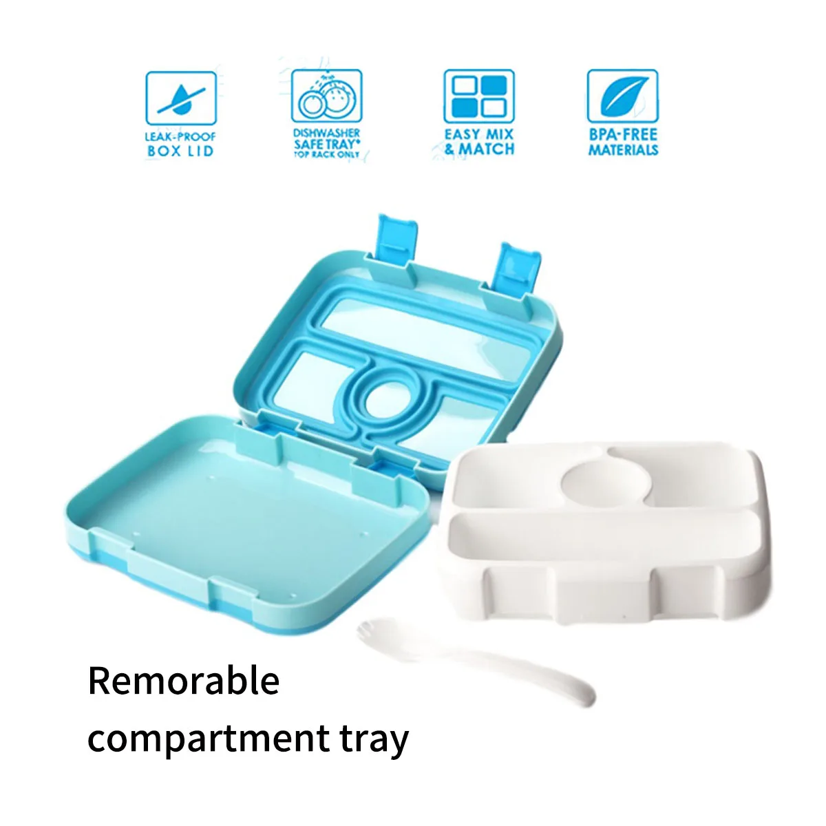 Kids Bento Lunch Box 5 Compartment Bento Box For Kids Divided Lunch ...