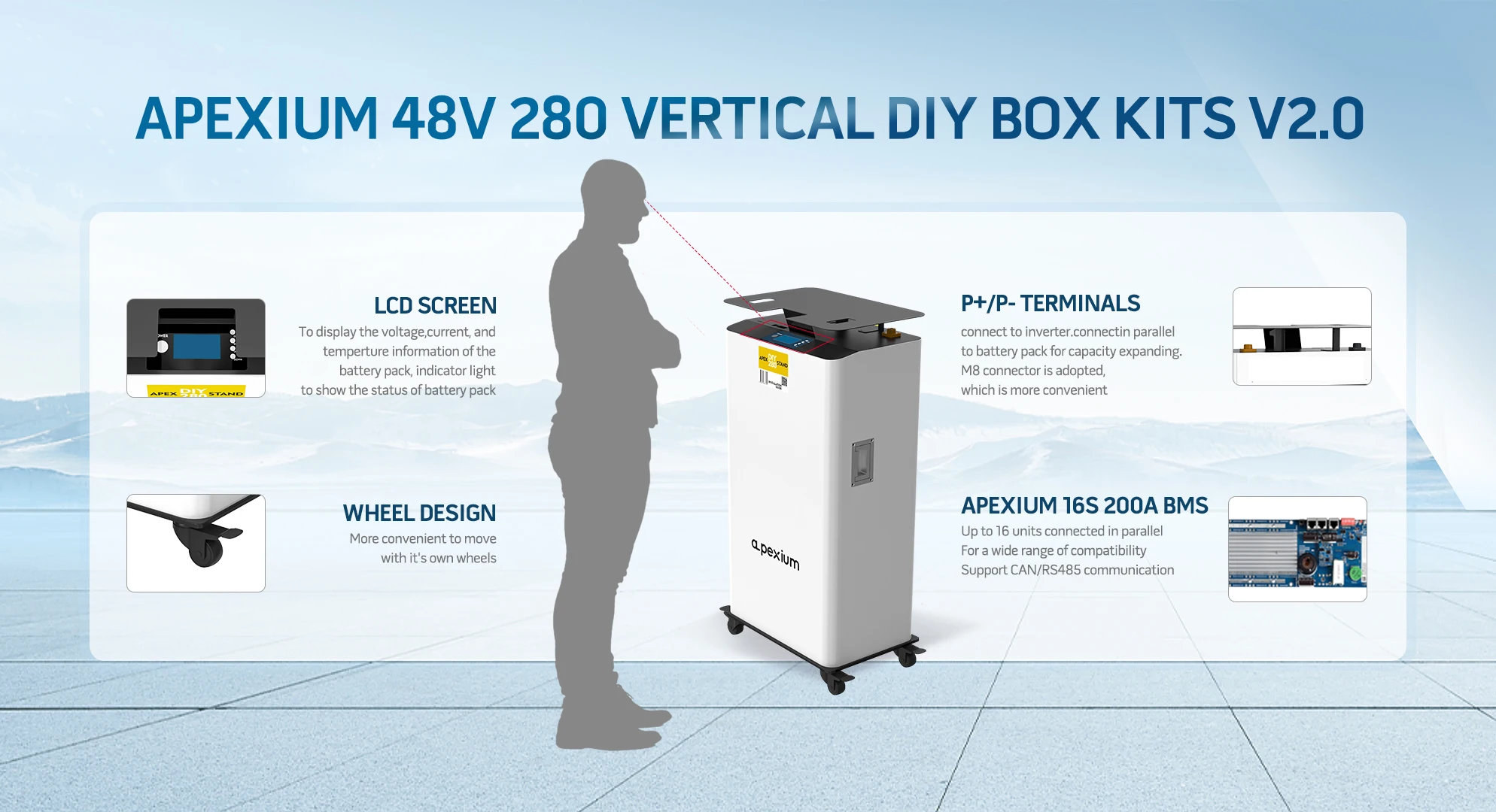 Apexium Diy Box Vertical 48v 280ah Lifepo4 Battery Box 51.2v 280ah ...