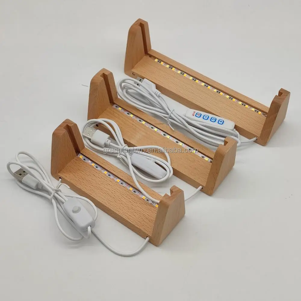 Led Wooden Base Display Stand U-shaped Photo Frame Acrylic Art Light ...