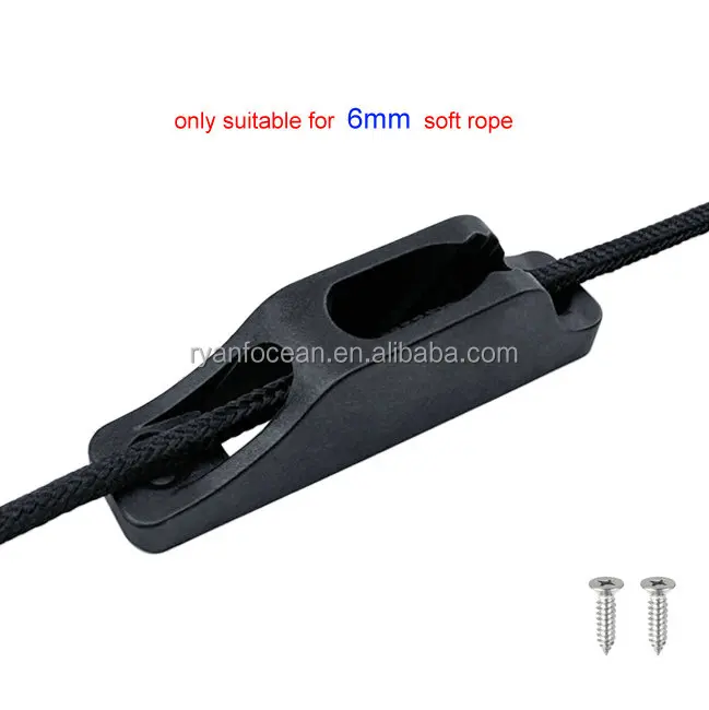 Black Nylon Jam Cleat - Secure Rope Tension for Boating