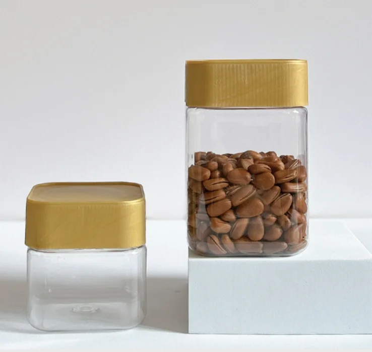 PET Transparent Square Plastic Jars - Durable & Versatile