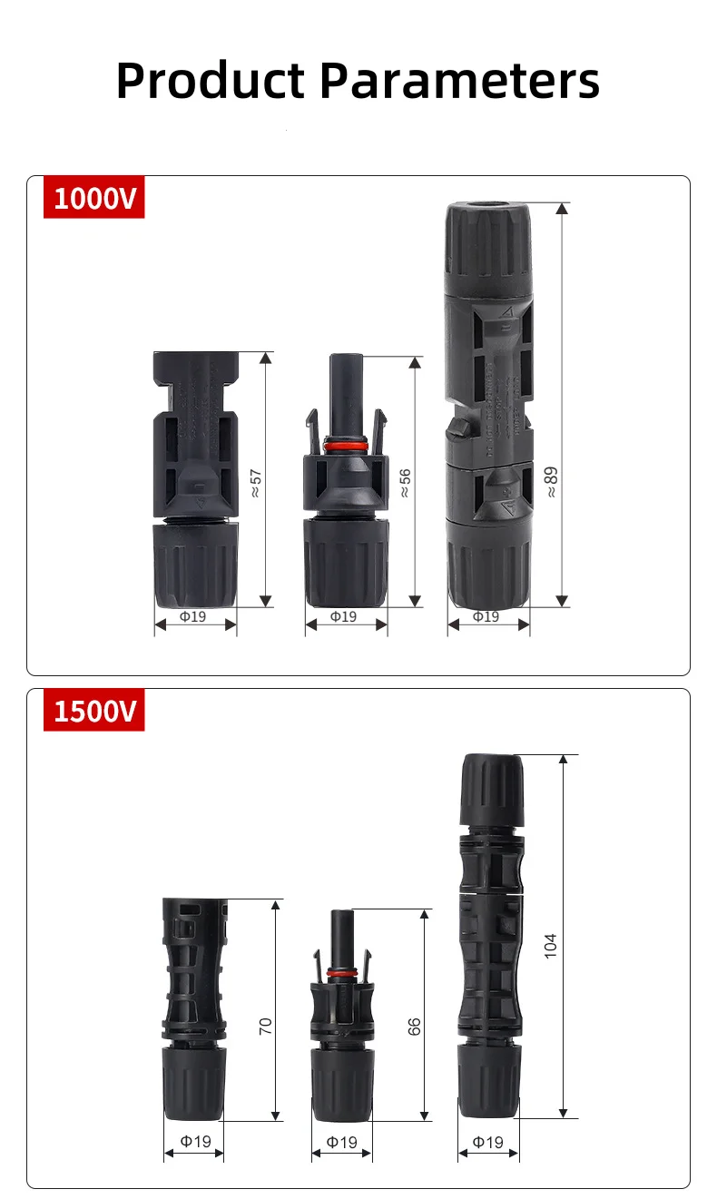 1000v Dc Connector Pv Connector 1000v 45a Mc4 Connector For Solar ...