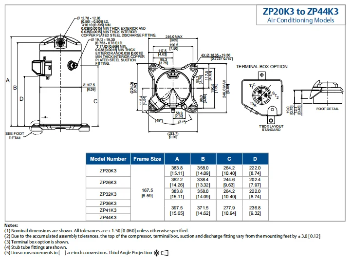 2.2hp R410A Scroll Compressor ZP26K3E-TFD for AC Efficiency