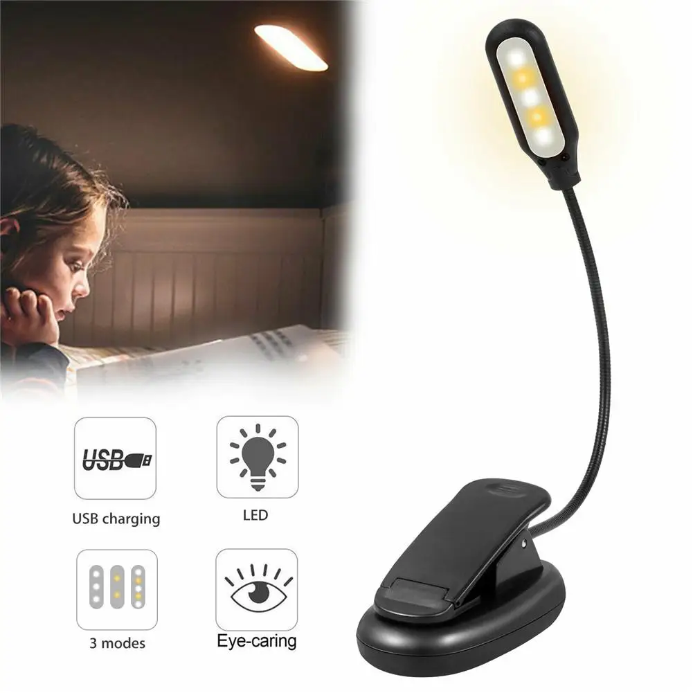 Mini Adjustable Led Bedroom Usb Rechargeable Book Reading Light ...