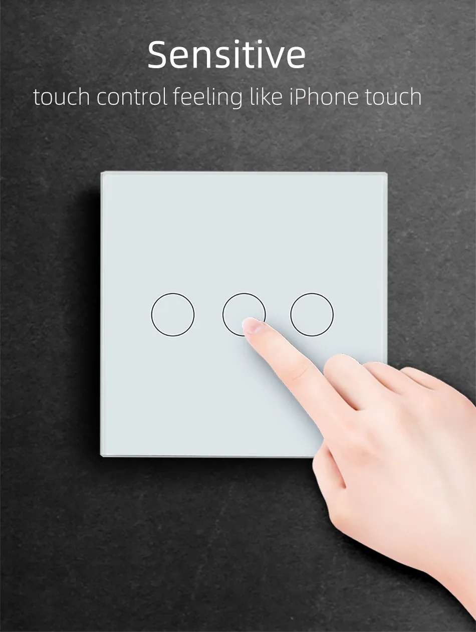 EU Standard Wall Touch Light Switch Wall Power Sensor Switch, White ...