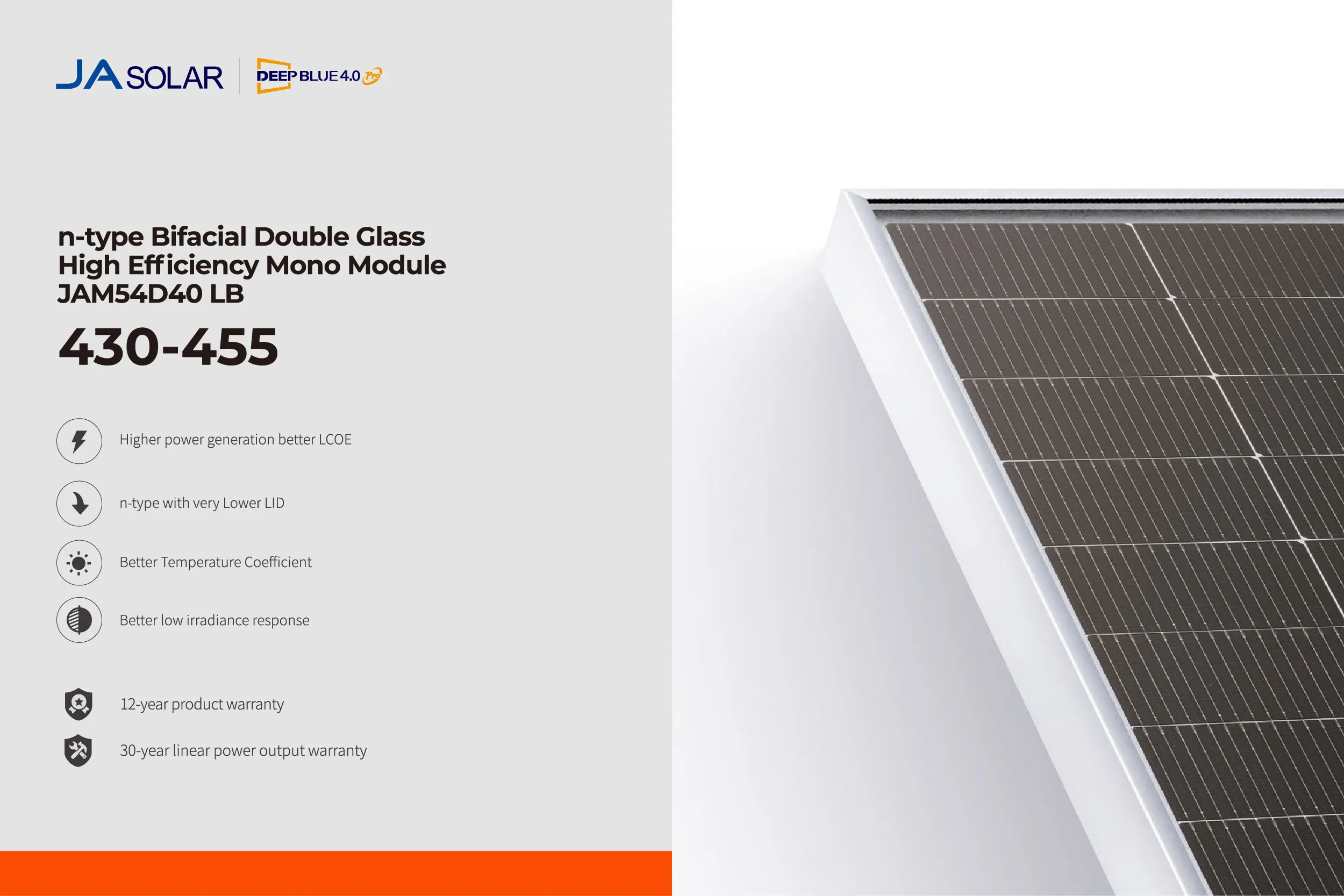 JA Solar Deepblue 4.0 N-type Bifacial Double Glass Solar Panels 440w ...