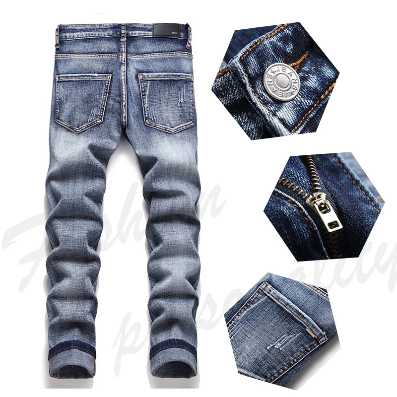 Amiris Fashion Jeans Men Trousers Men Elastic Waist Jogger Stacked ...