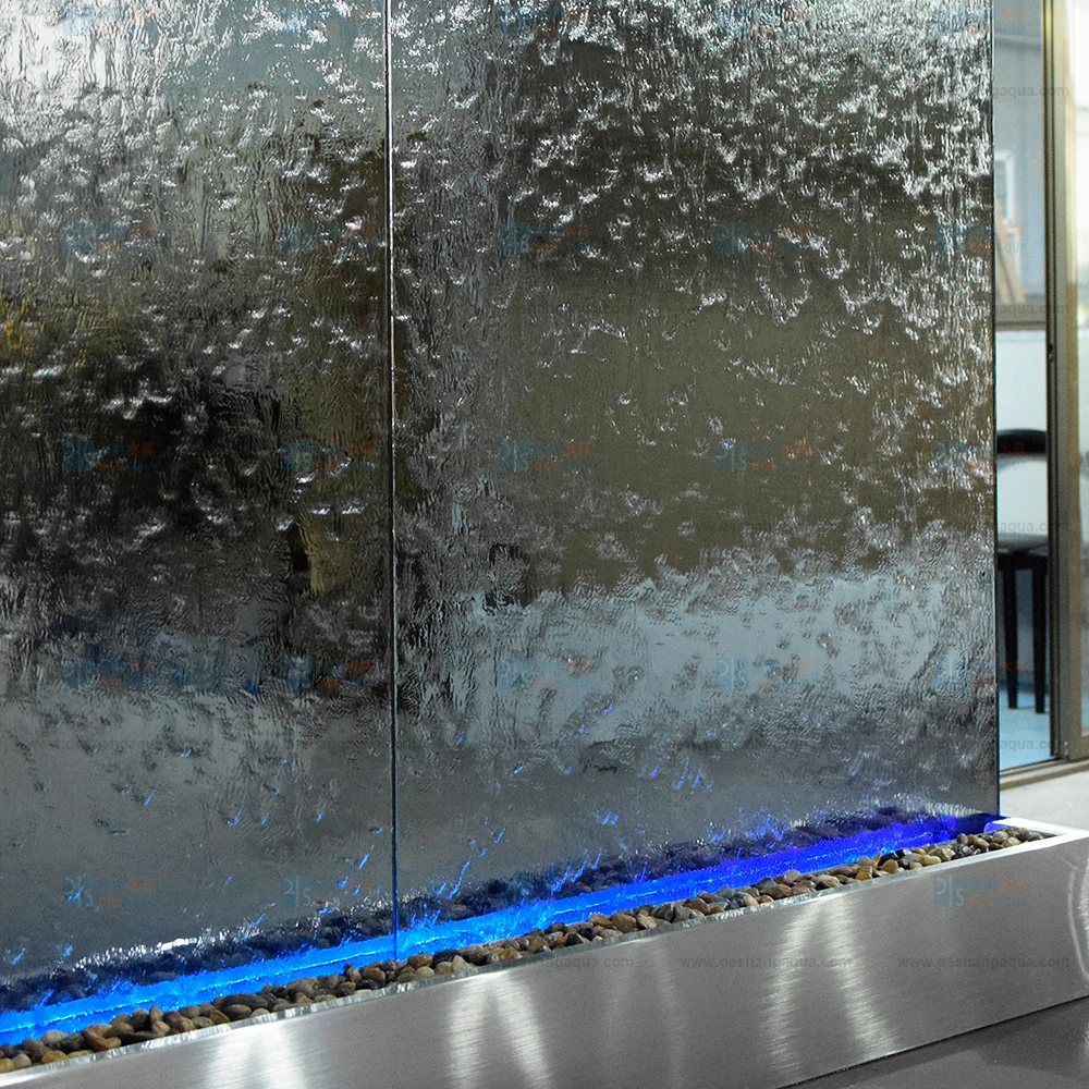 Frameless LED Light Waterfall Fountain Outdoor Garden Water Wall Decor ...