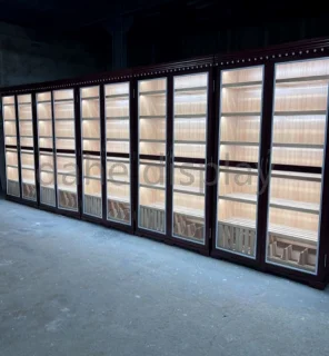 Display Cigar Showcase - Wooden Humidor Cabinet with Glass Doors
