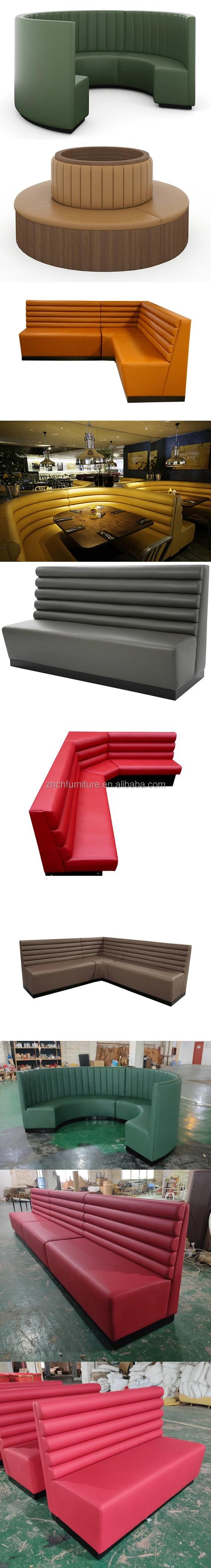 Curved Restaurant Booths Designs Wood PU Leather U Shape Round Booth ...