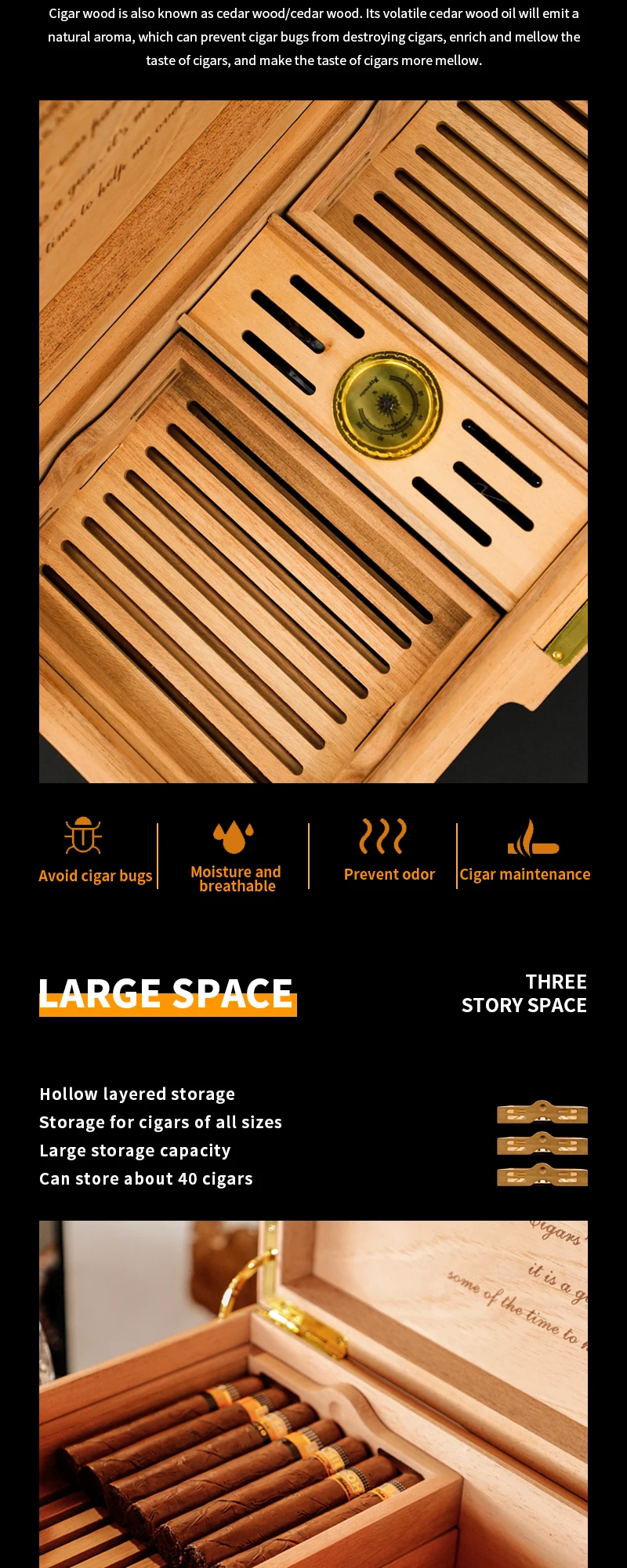 New Design Guevara Electronic Fingerprint Lock Cigar Humidor