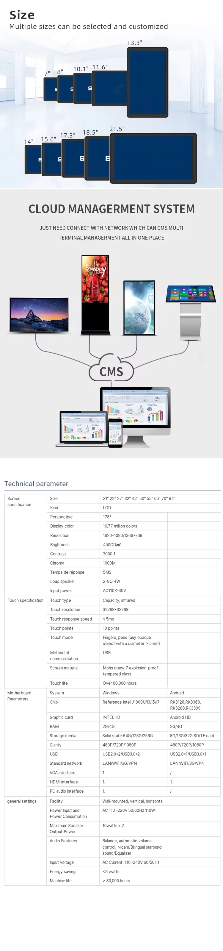 Indoor Wall Mount Wifi Advertising Signage Player Ultra Thin Lcd ...