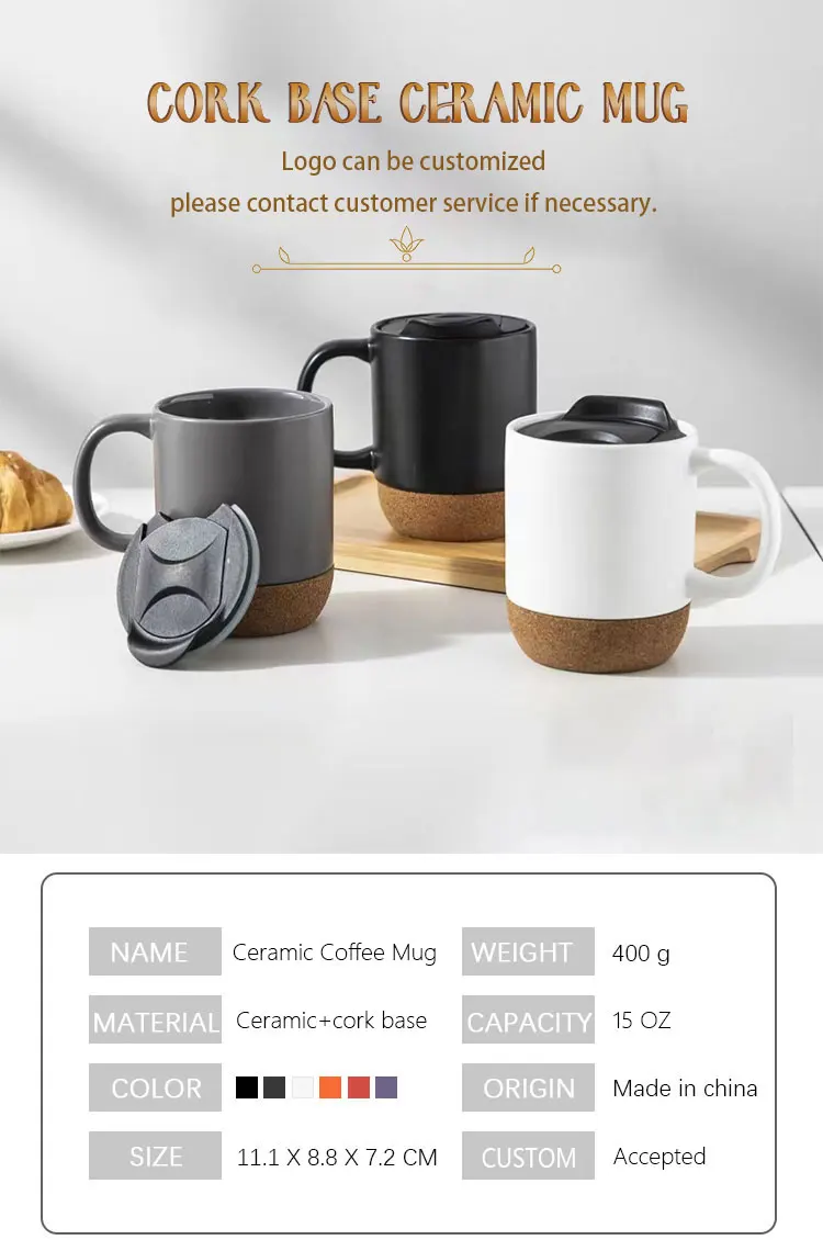 Custom Logo Nordic Matte Grey White Black Glaze Cork Base Ceramic ...