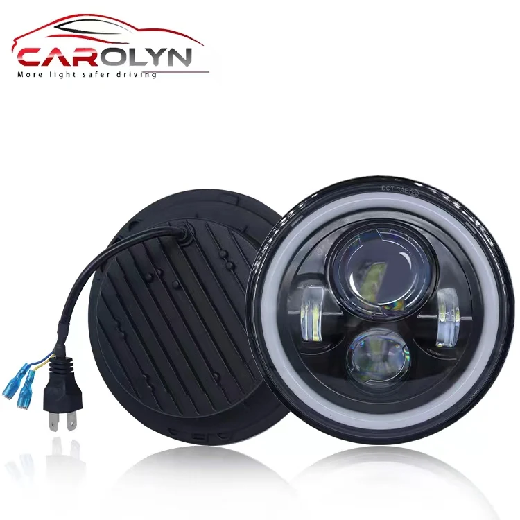 Wholesale 30w 7inch Round Led Headlight Halo Angle Eyes Drl White Light ...