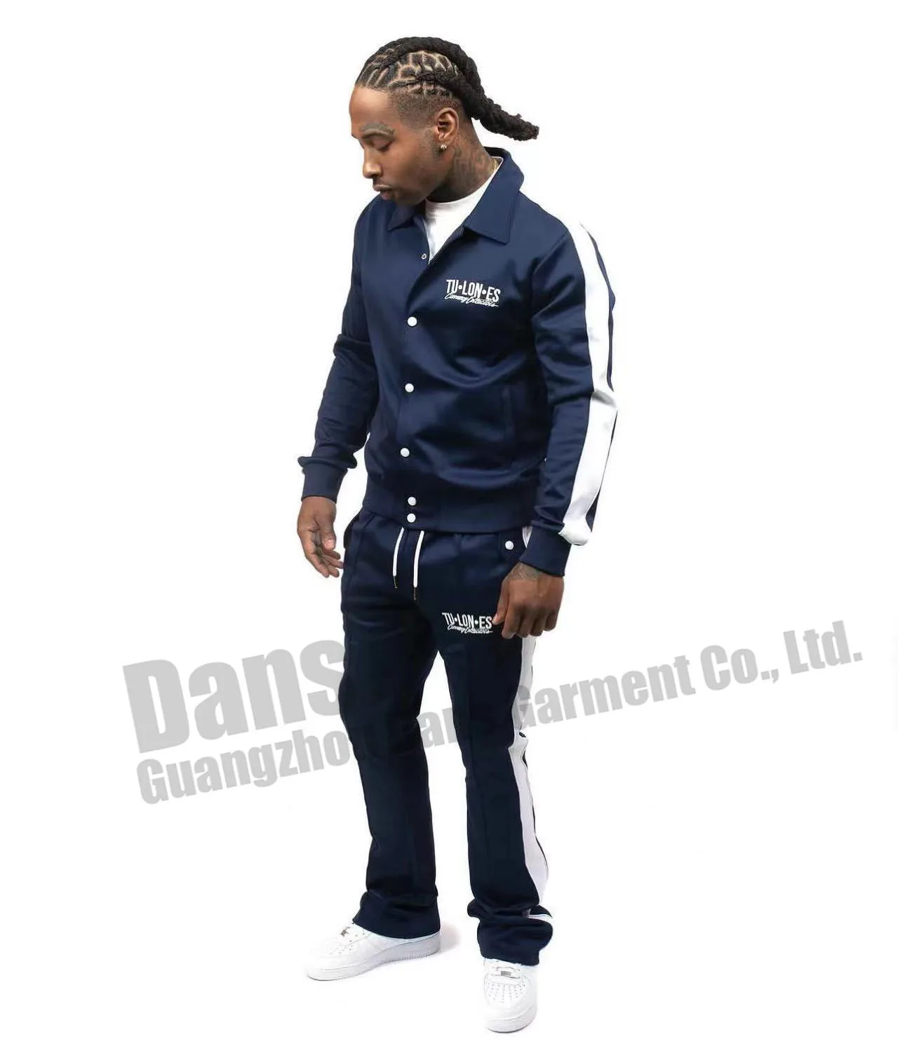 Custom Patchwork Sweatsuits Jogging Button Track Jacket Sets Cargo ...