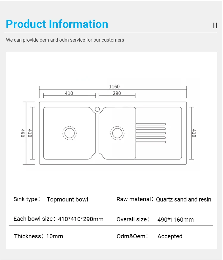 Modern Luxury Black Double Bowl Quartz Sand and Resin Kitchen Sink With ...