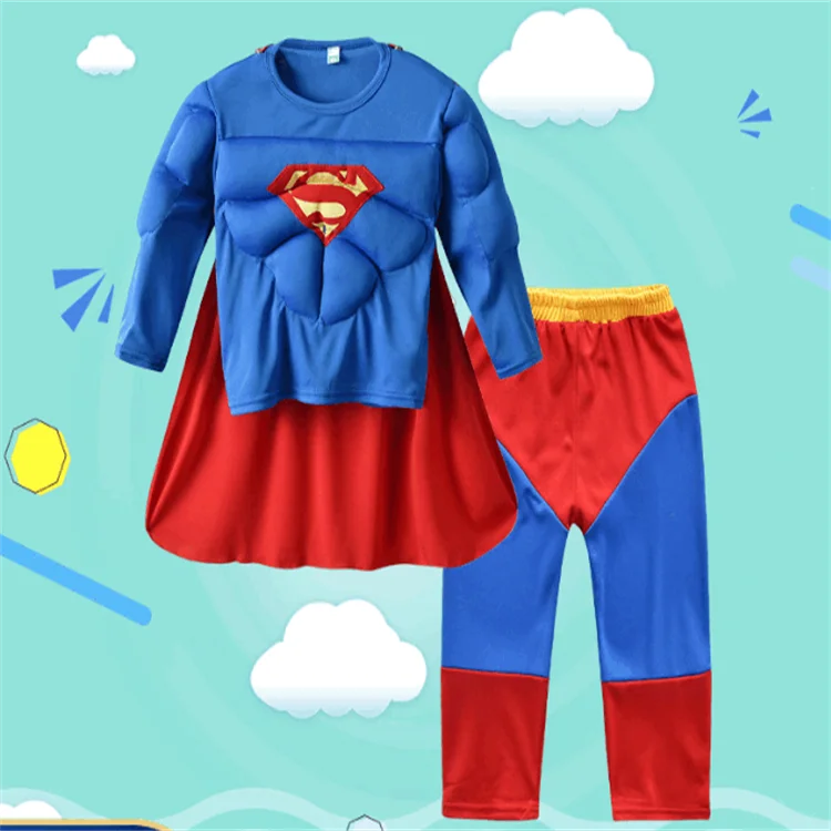 Superhero Muscle Super Man Costume Performance Cosplay Kids Superhero ...