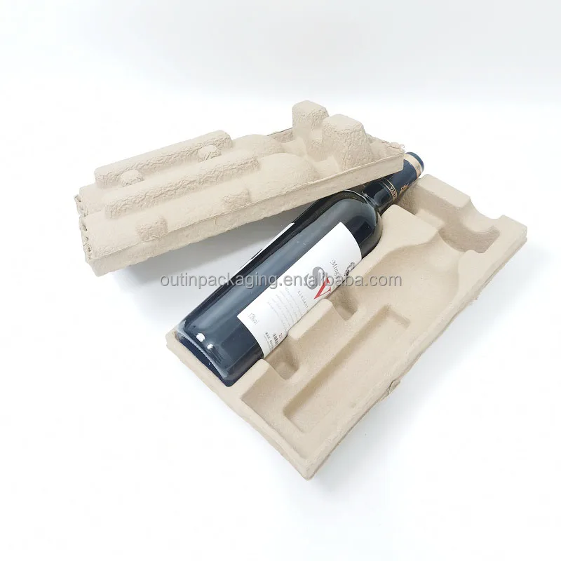 Custom Biodegradable Paper Pulp Molded 2 Wine Bottle Tray Shippers for ...