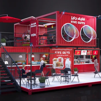 Prefabricated Cargo Shop Mobile Modular Restaurant Juice Kiosk ...