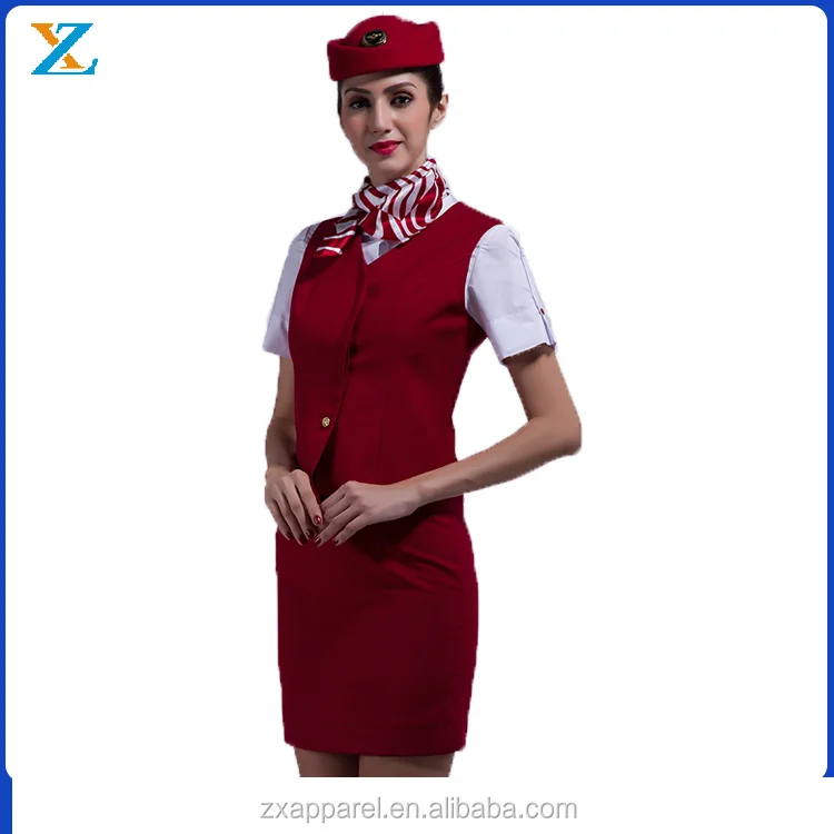 Professional Stewardess Uniforms Suit Airline Dress Skirt Vest Sets ...