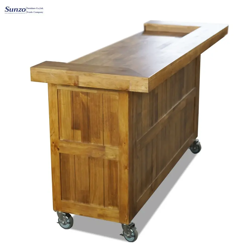 Convenient Commercial Wooden Wedding Bar Table with Wheels