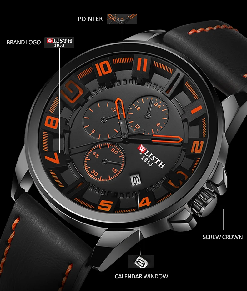 WLISTH Men's Luxury Watch - Waterproof Quartz Chronograph