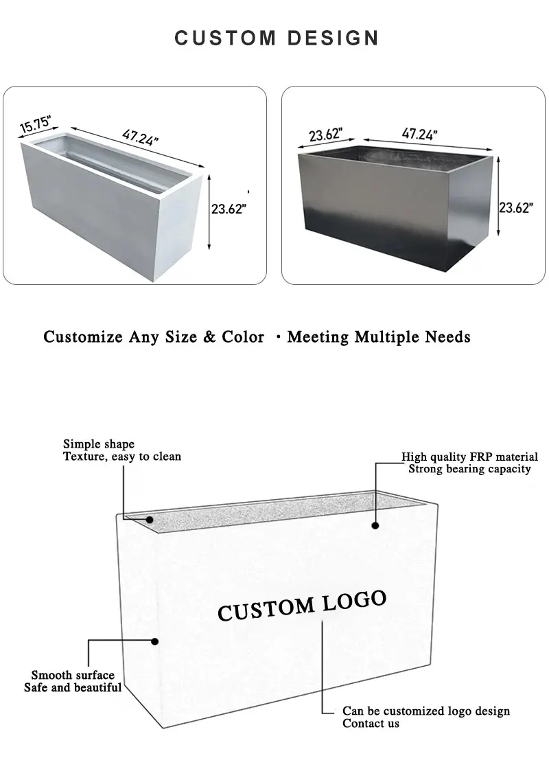 Outdoor & Indoor Fiberglass FRP Garden Flower Pots for Sale