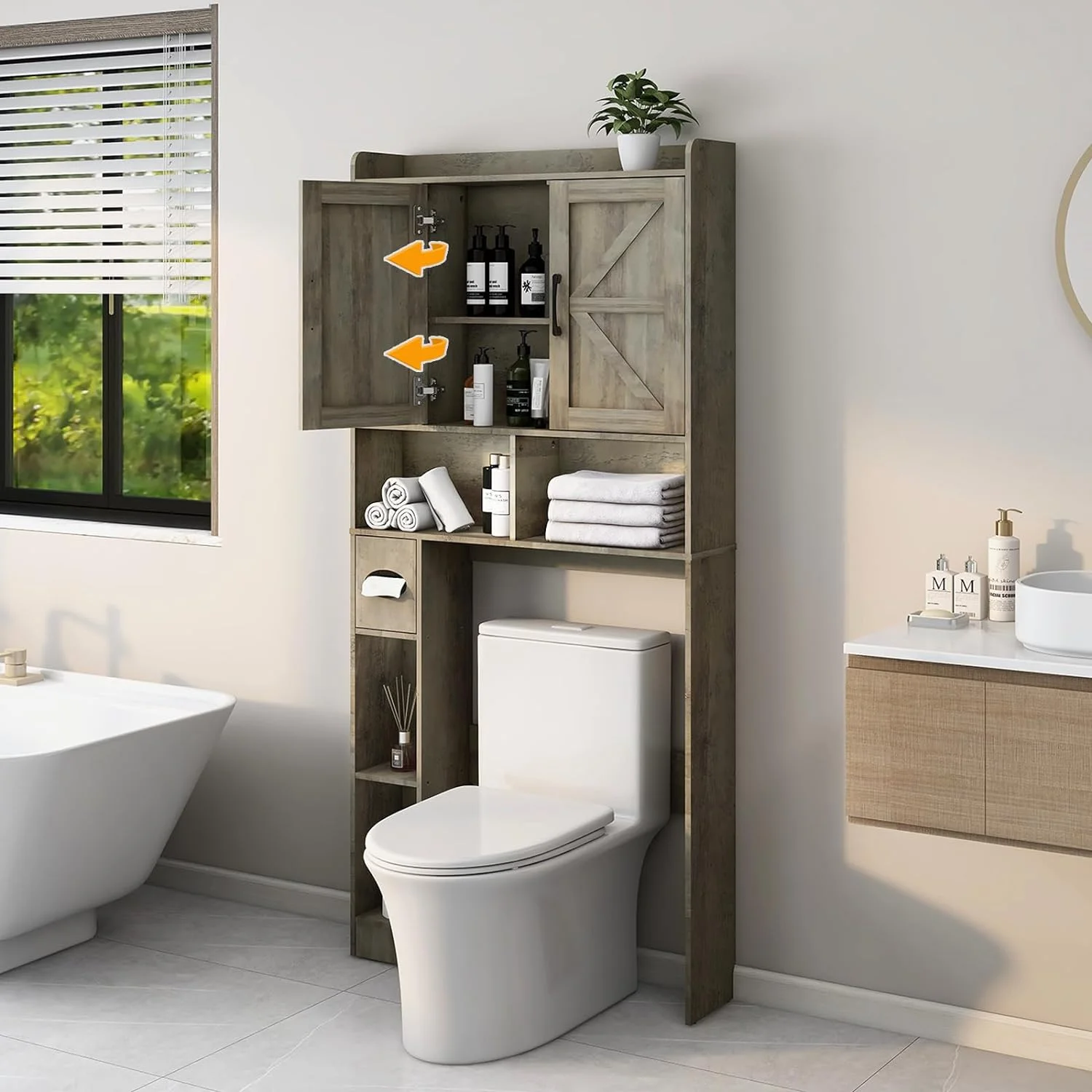 Supply Stylish Toilet Storage Cabinet Farmhouse Storage Cabinet with ...