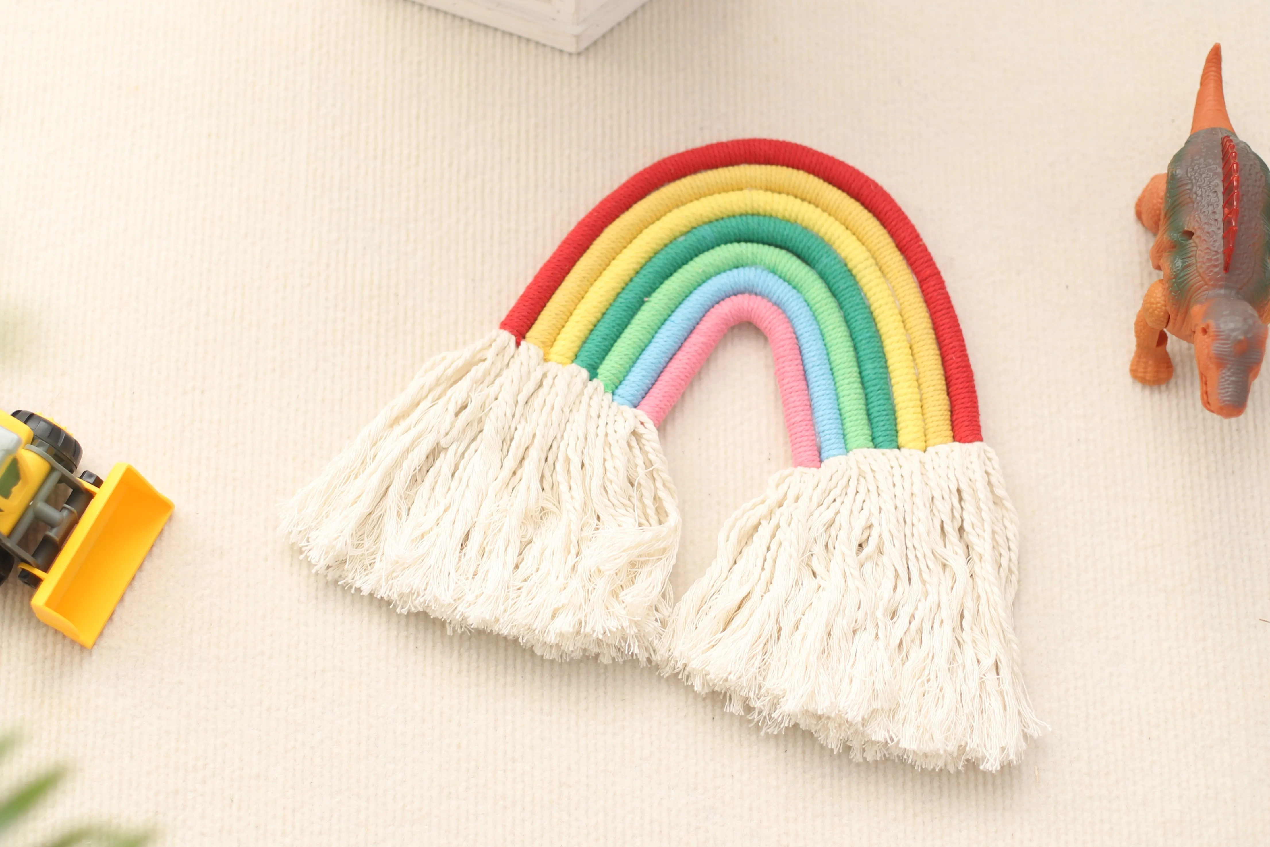 Macrame Rainbow Colorful Cotton Rope Woven Wall Hanging For Home Decor ...