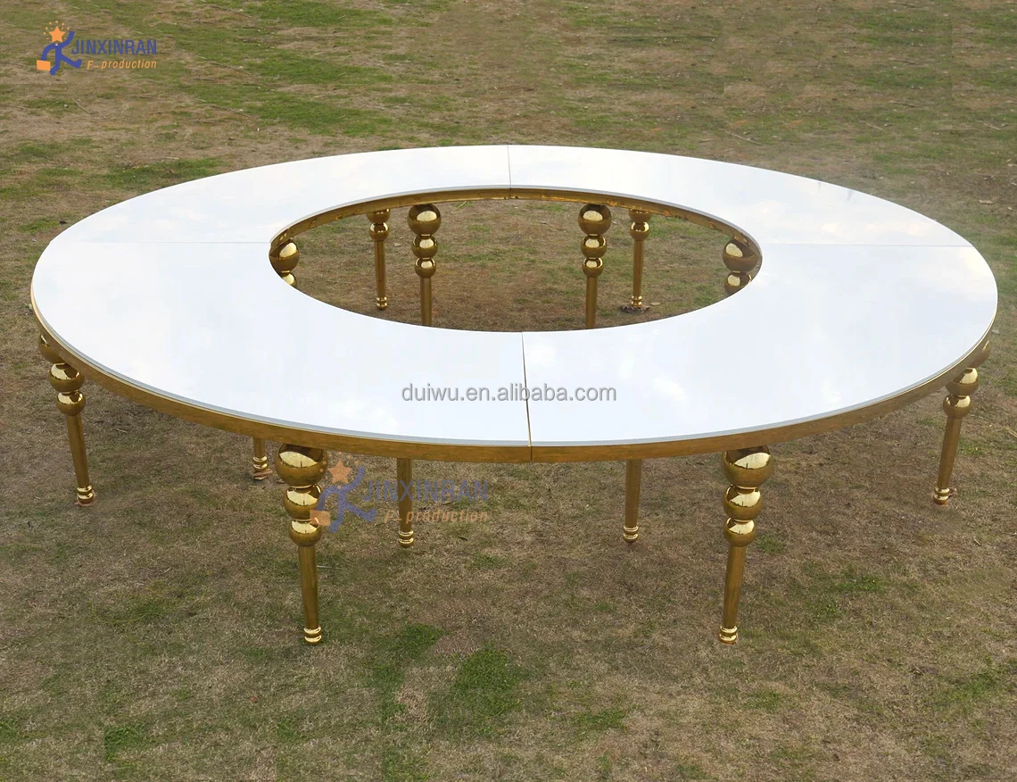 Luxury Stainless Steel Round Banquet Party Table Glass