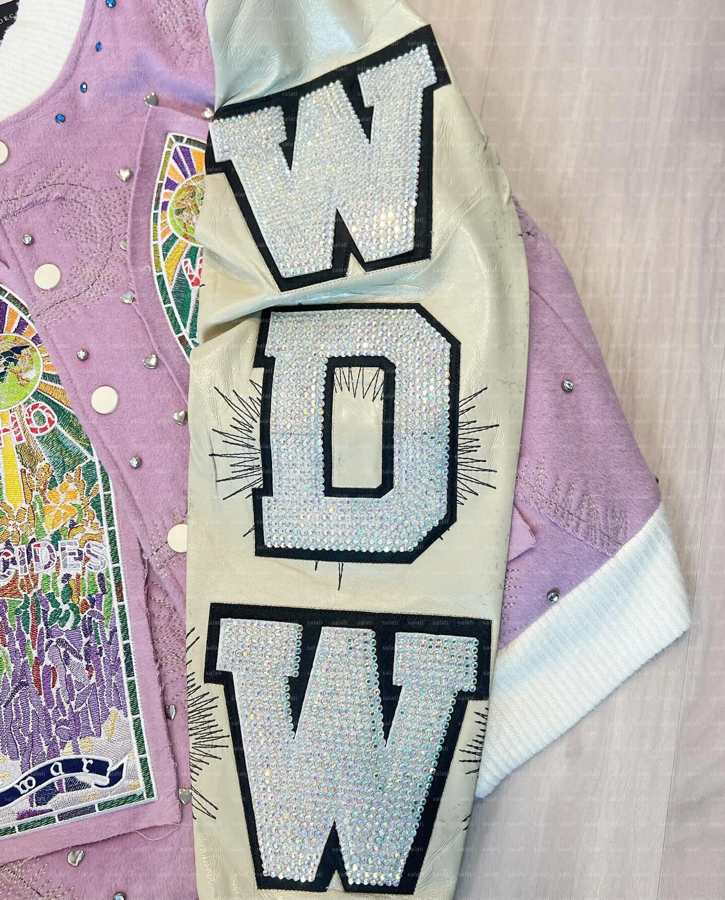 Custom Patchwork Leather Jacket Rhinestone Embroidery Patches Vintage ...