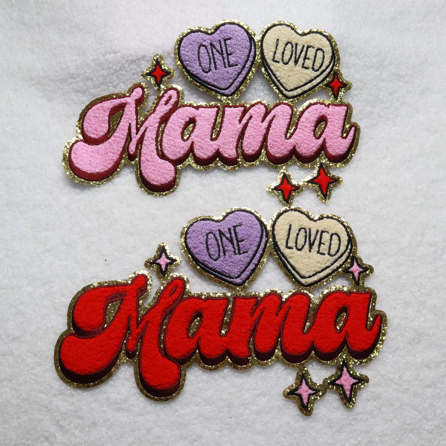 Wholesale Embroidery Glitter Mothers Day Gifts 2024 Chenille Patch Mama ...