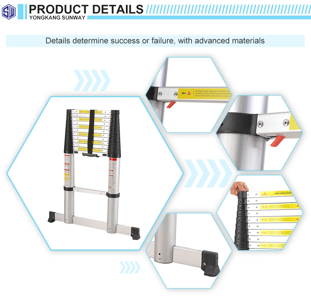 3.8m Super Aluminium Telescopic Ladder With Soft Close System En131-6 ...