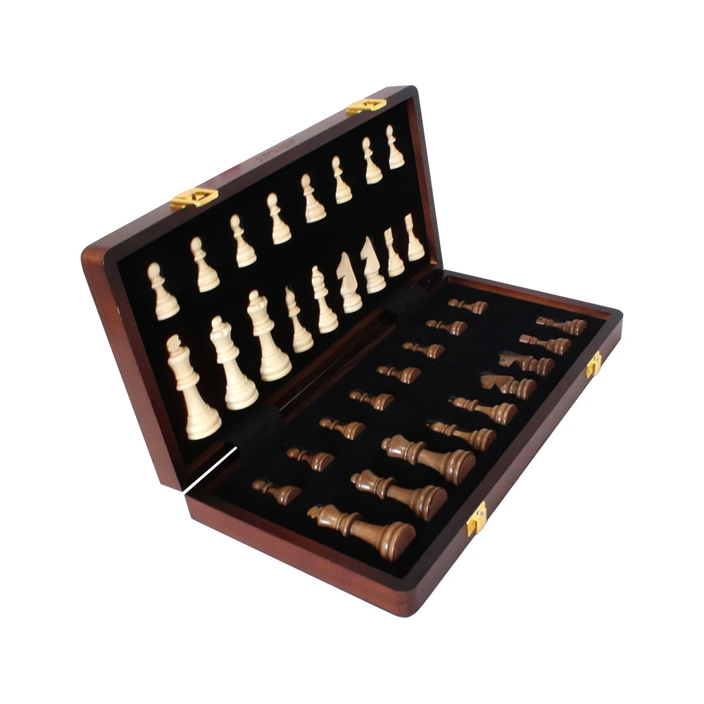 Inlaid Wooden Chess Set With Folding Chess Board,Staunton Chess Pieces ...