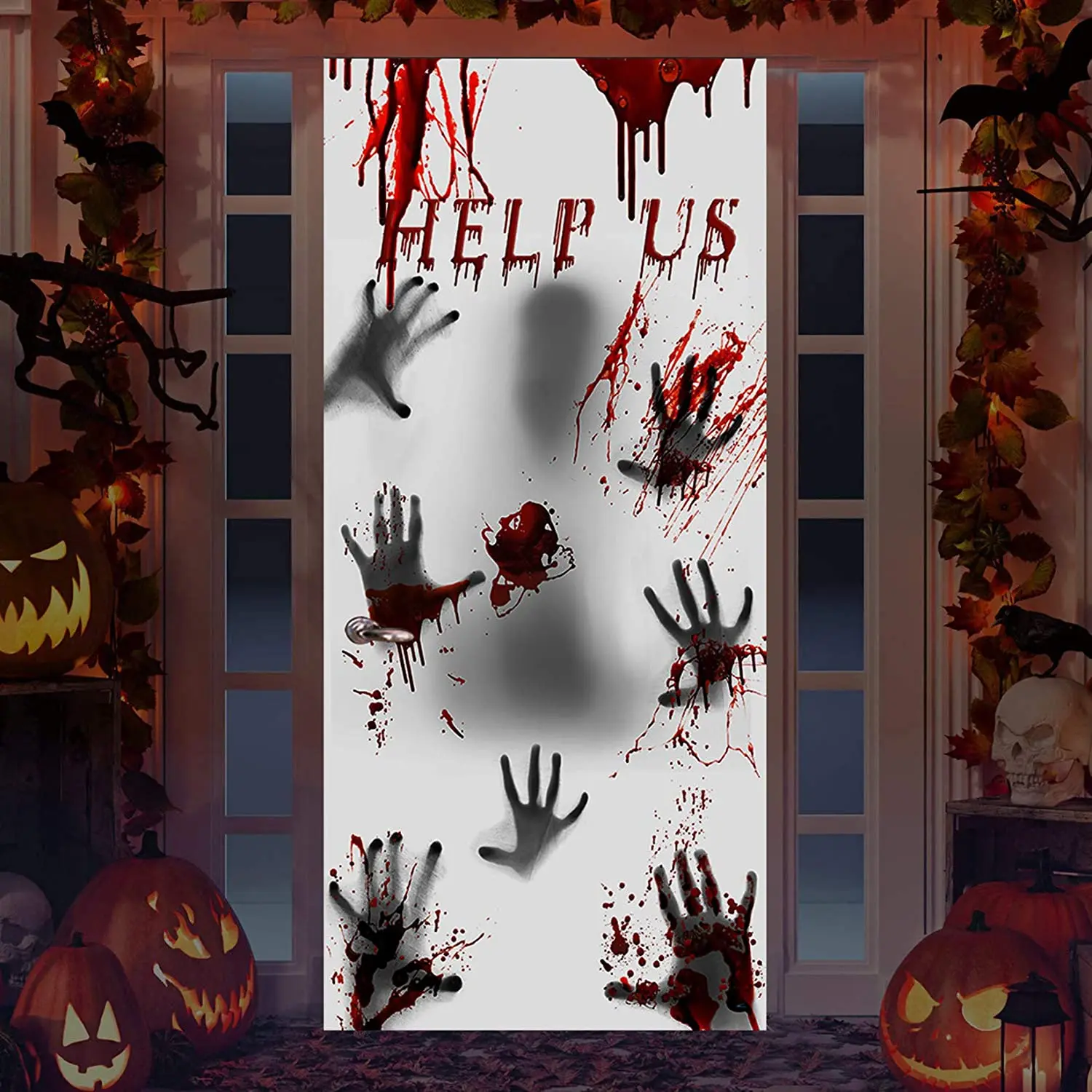 Plastic Halloween Scary Bloody Handprints Window Decor | Creepy ...