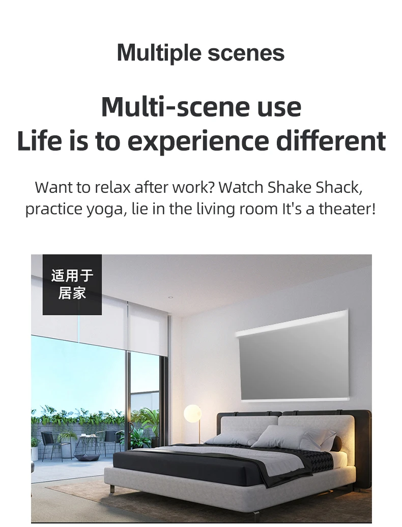 Lejiada White Grid Manual Pull Down Screen Anti-light Alr Screen 100 ...