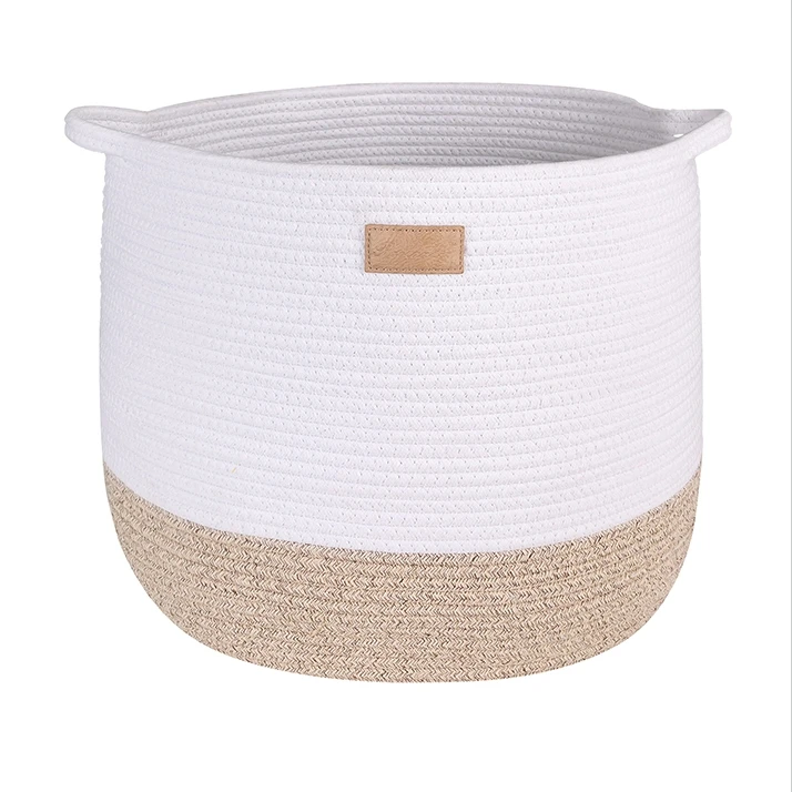 2024 Recycled Foldable Woven Cotton Rope Corn Husk Storage Basket ...