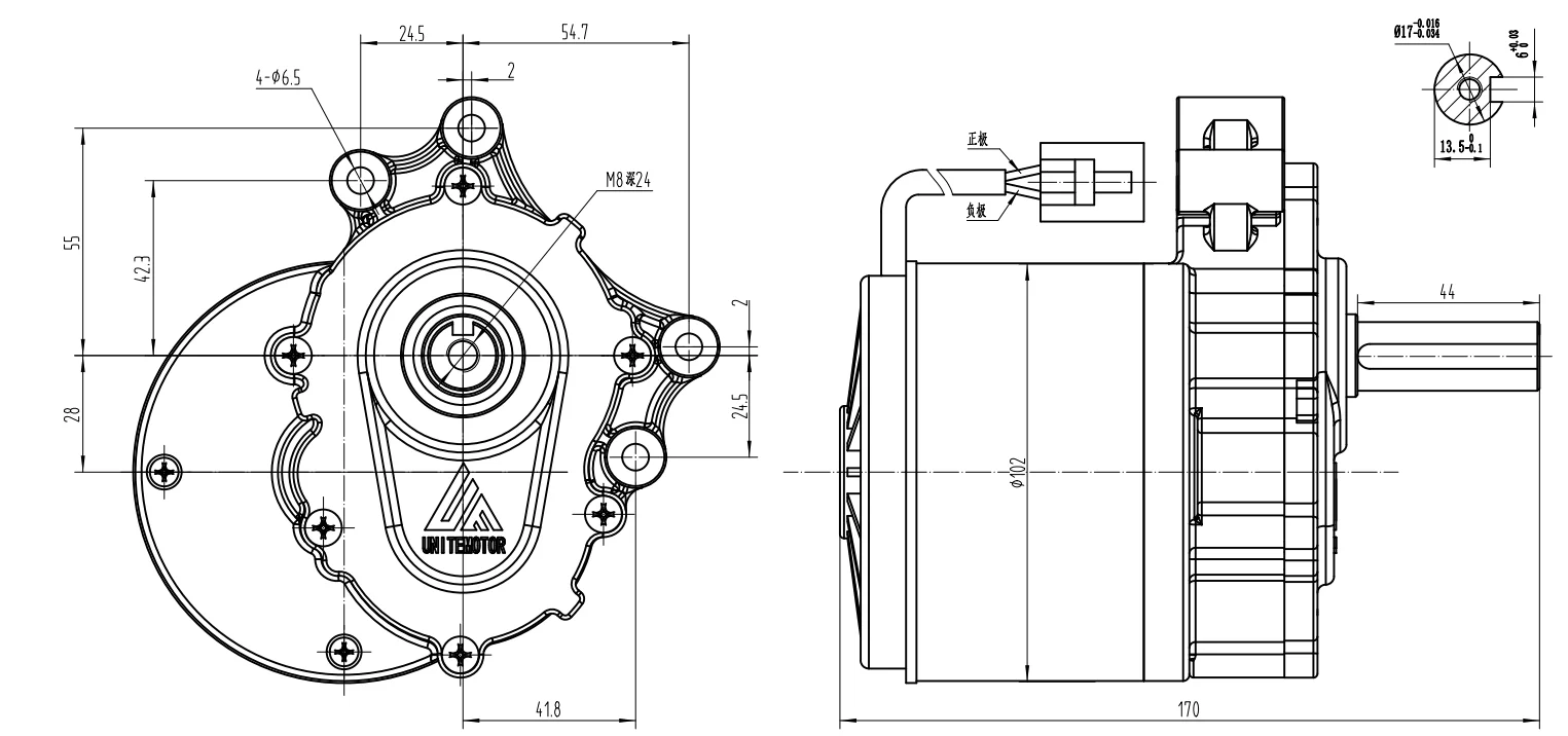 DC Wheel Motor 24V - Efficient Gear Reduction for Mobility