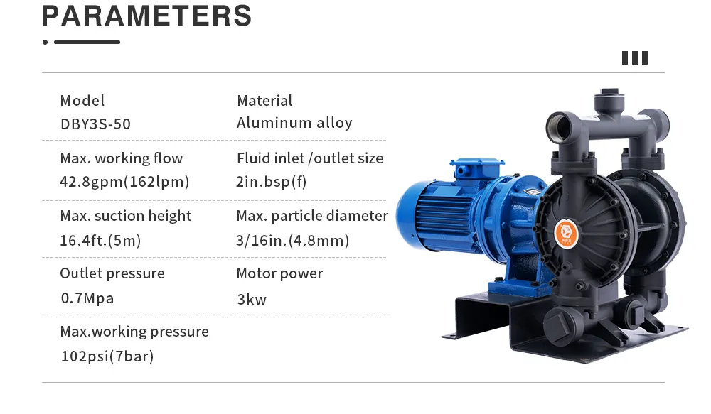 Godo Dby3s-50l 2-inch Aluminum Alloy Pump Electric Diaphragm Pump Customizable 380v Oil & Water ...