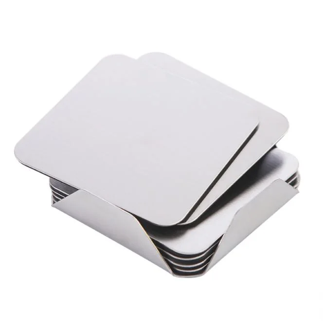 Free Sample 6 Pcs Stainless Steel Coasters With Holder - Buy Custom ...